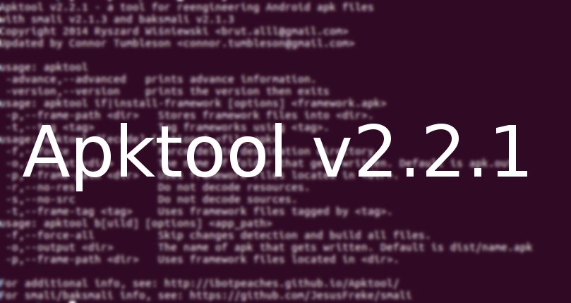 Apktool v2.2.1 Released
